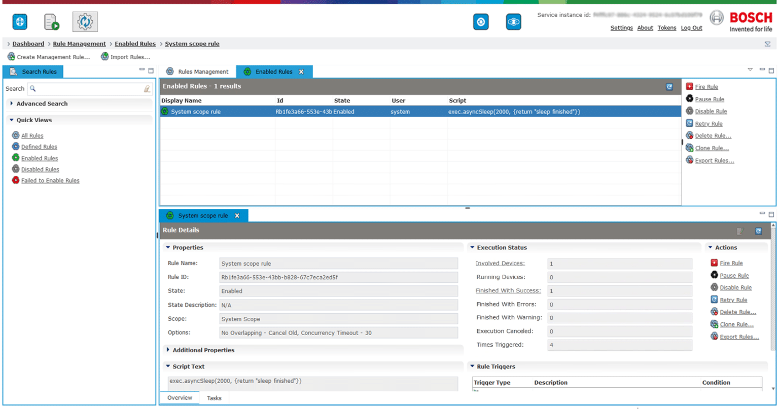 Bosch IoT Manager: System scope reporting, mapping between search index fields, and database ...