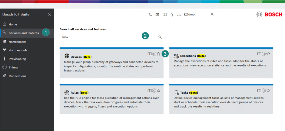 Console of Bosch IoT Suite – service update with new UI features and ...