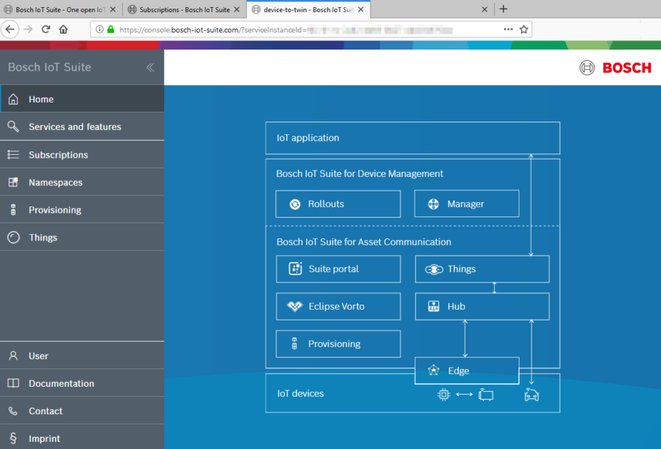 Bosch IoT Suite Console: GA - Developer Bosch IoT Suite